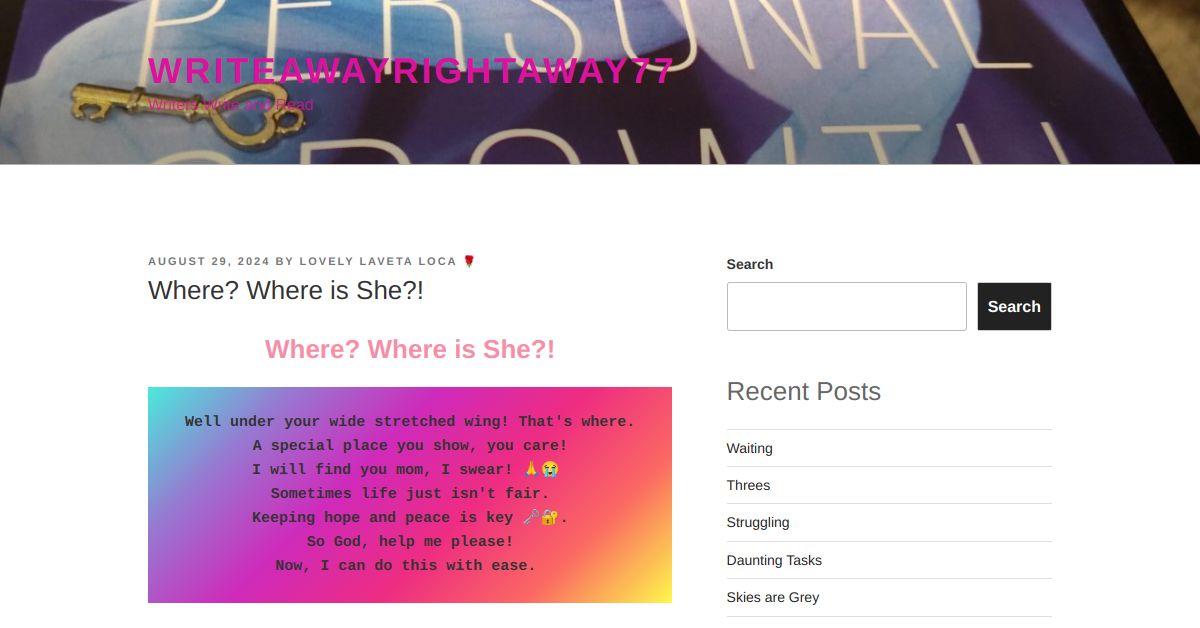 Where? Where is She?! – writeawayrightaway77