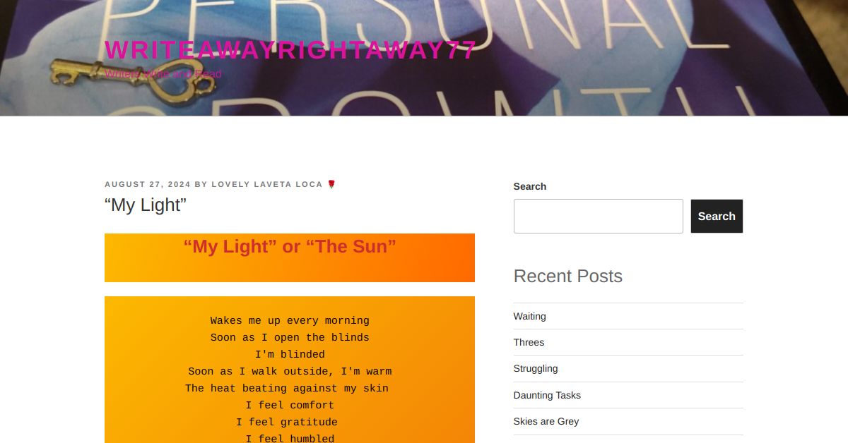 “My Light” – writeawayrightaway77
